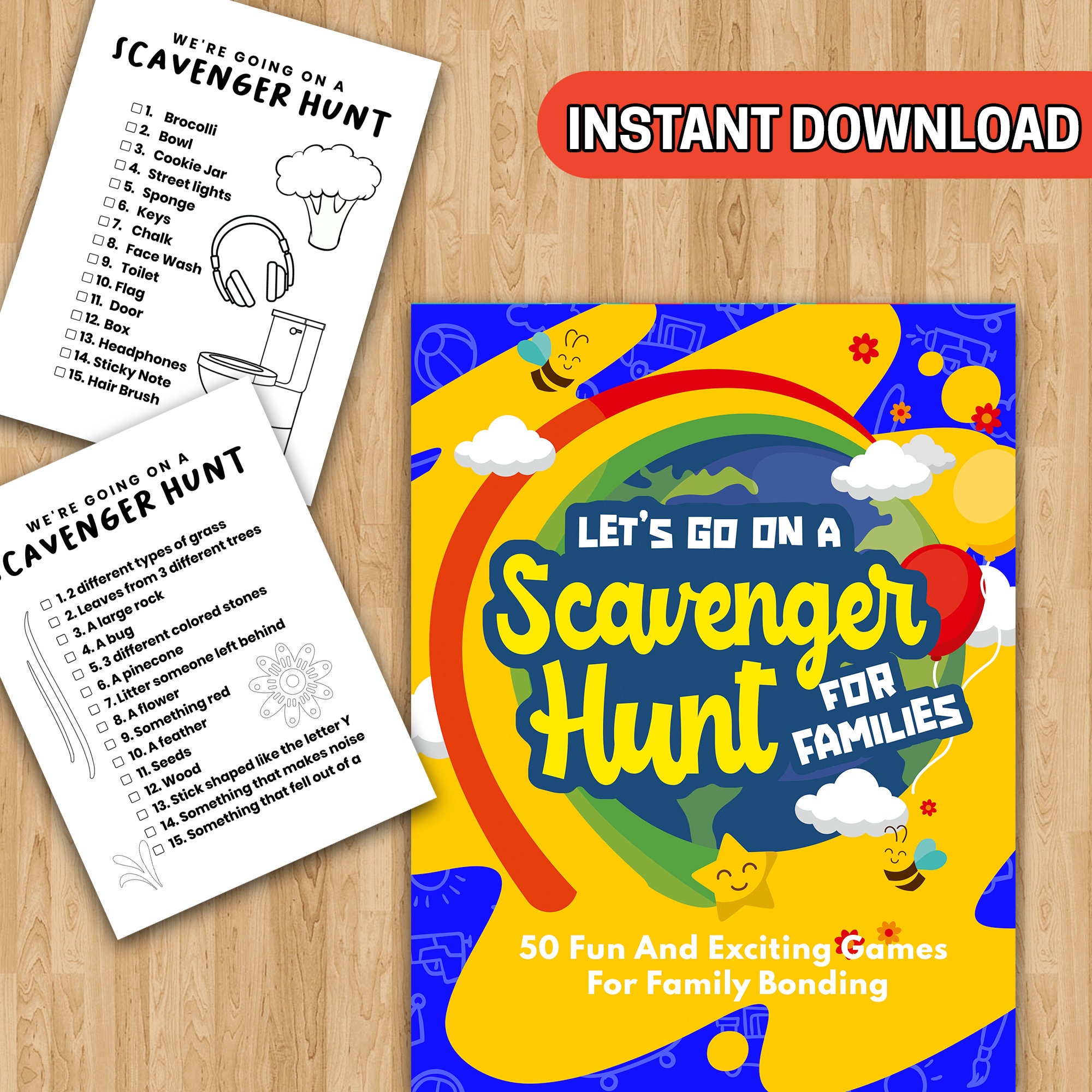 BEST VALUE 50 Printable Scavenger Hunt for Kids Families Indoor Game ...