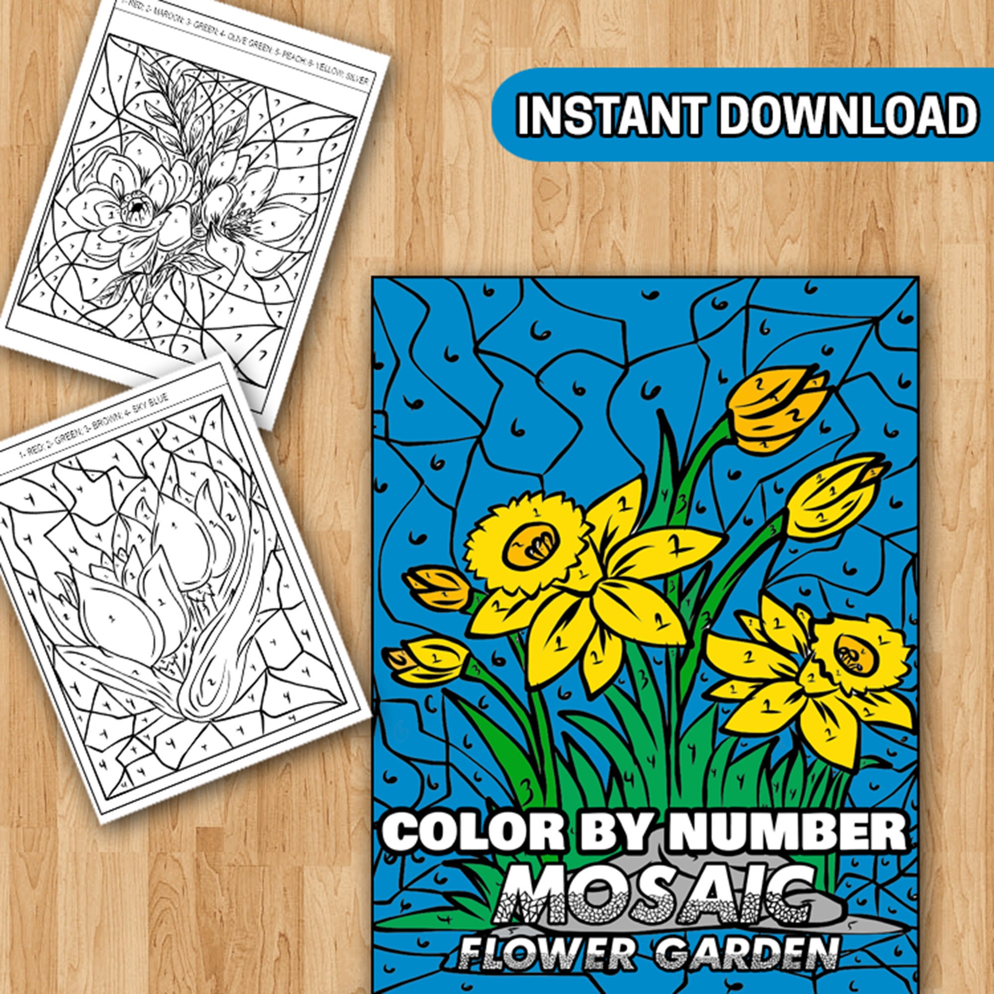 BEST VALUE Mosaic Flower Garden Activity Pages – 35 Printable Mosaic ...