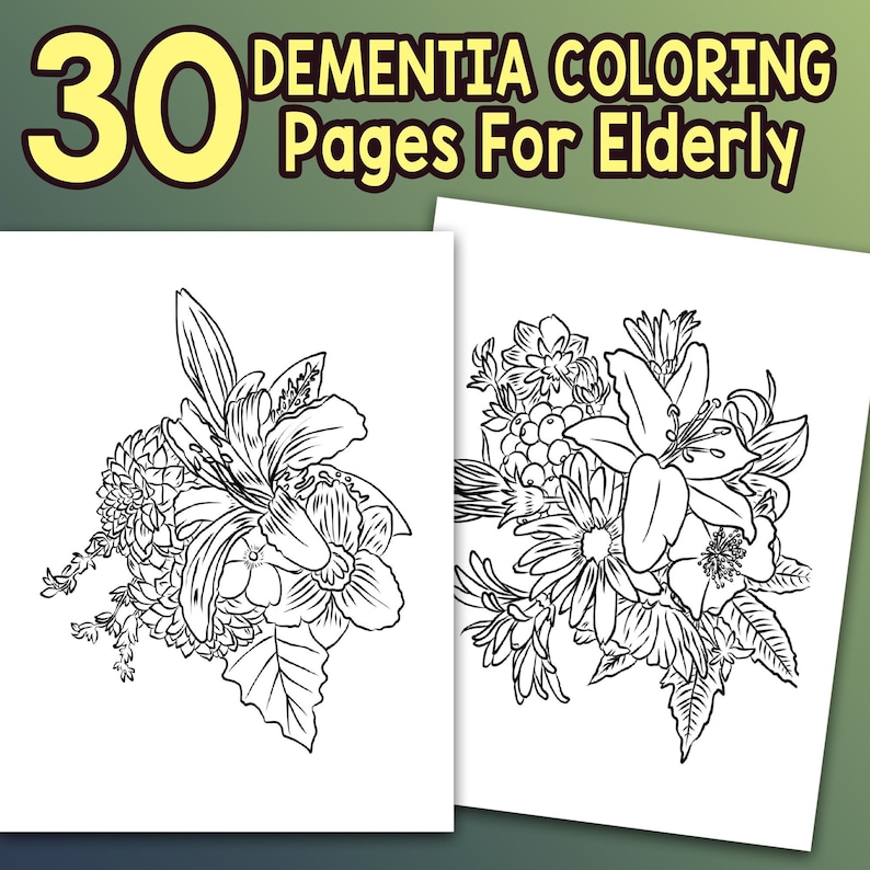 BEST VALUE Dementia Coloring Books for Elderly - Instant Download Large ...