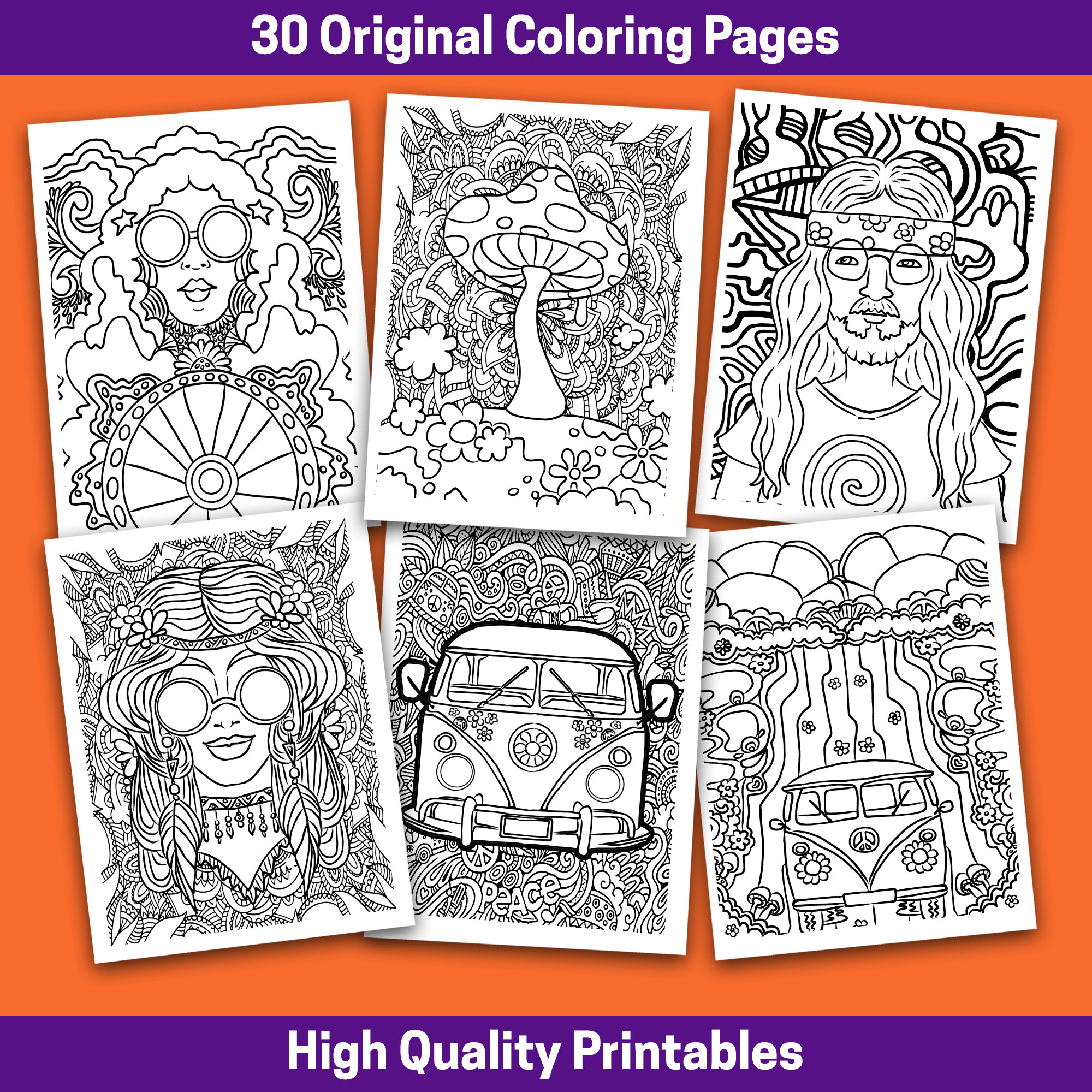 BEST VALUE Stay Groovy Retro Coloring Book - Instant Download Relaxing ...