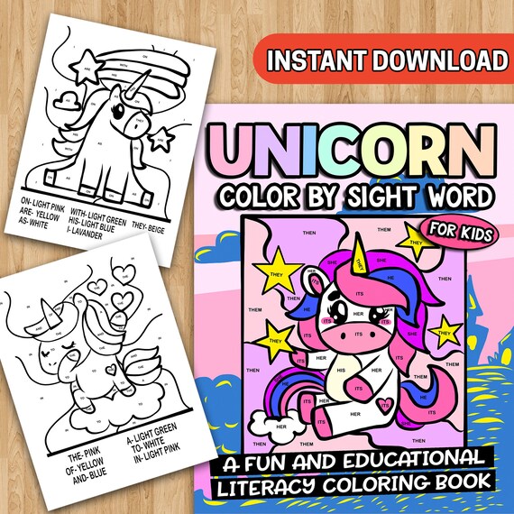 BEST VALUE 25 Unicorn Color by Sight Word for Kids Coloring | Etsy