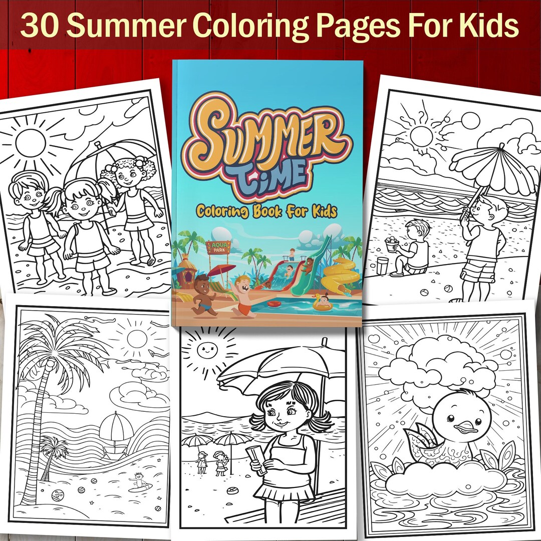 BEST VALUE Summer Time Coloring Book for Kids - Instant Download PDF ...