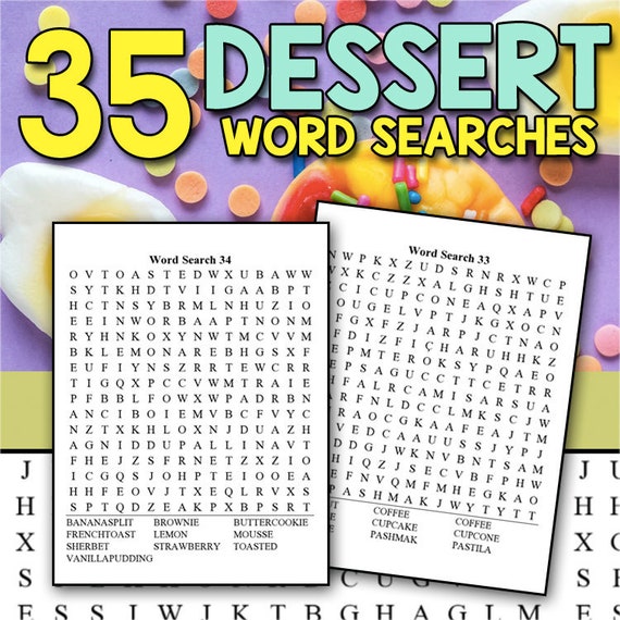35 Desserts Word Search For Kids: Sweet And Delicious Desserts | Etsy
