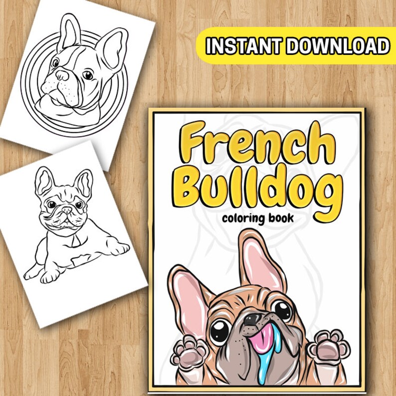French Bulldog Coloring Book: Lovely Puppies & Dazzling Dogs Coloring ...