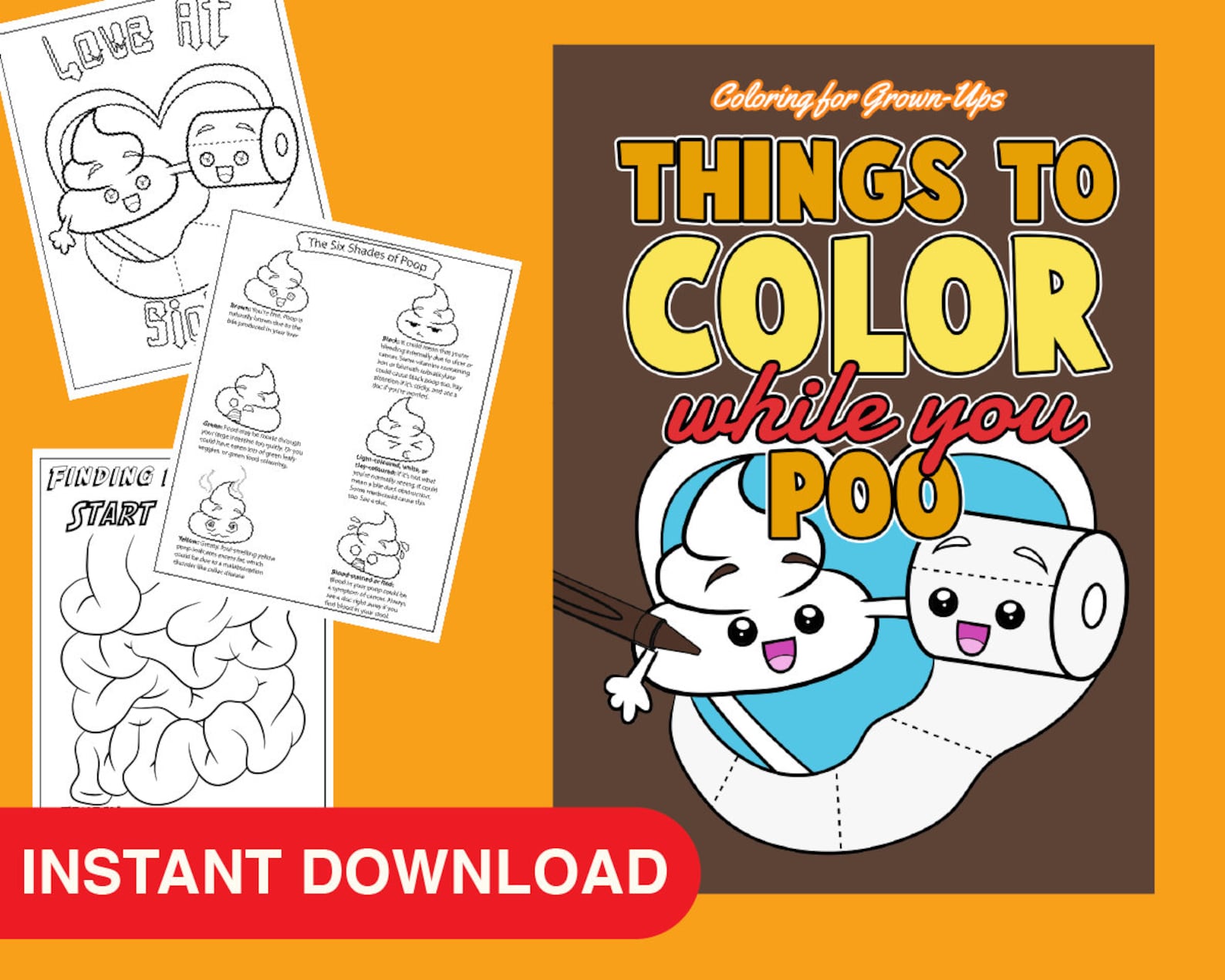 25 Things to Color While You Poo Coloring Pages - Instant Download ...