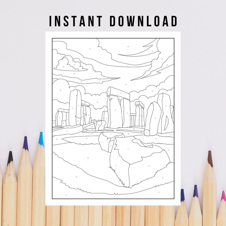 BEST VALUE Stonehenge, Wiltshire Coloring Page - Instant Download World ...