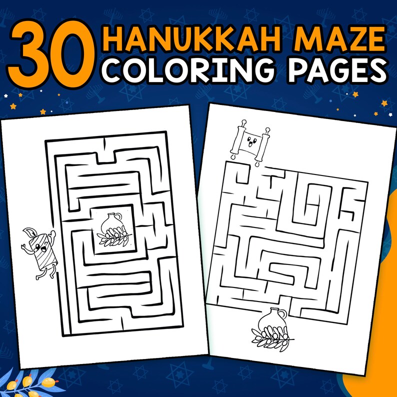 BEST VALUE 30 Hanukkah Maze Coloring Book - Instant Download Coloring ...
