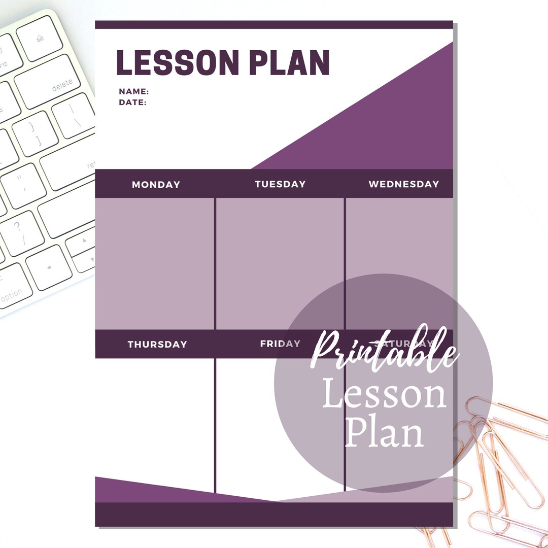BEST VALUE Printable Lesson Plan Instant Download Blank Fillable Lesson ...