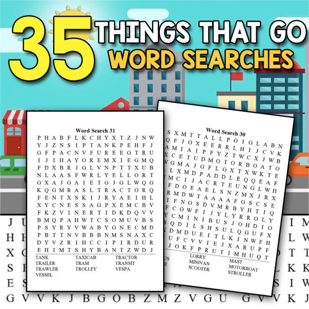 Things That Go Word Search for Kids: Word Search Puzzle Book for Kids ...