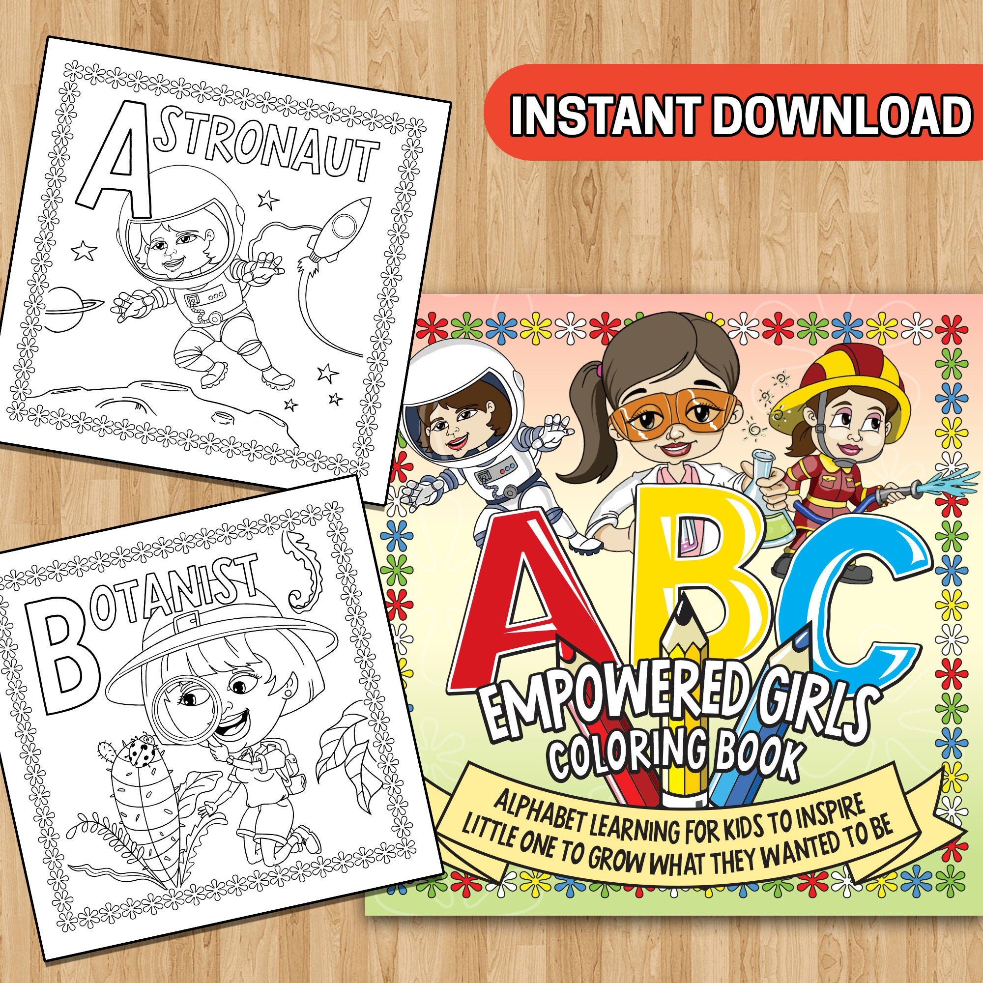 BEST VALUE 26 ABC Empowered Girls Coloring Book Instant Download ...