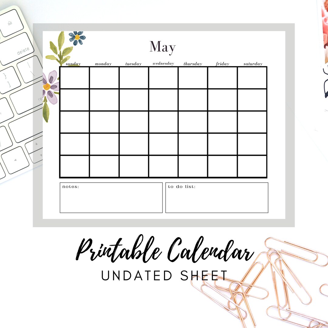 BEST VALUE May Printable Undated Calendar Sheet - Instant Download ...