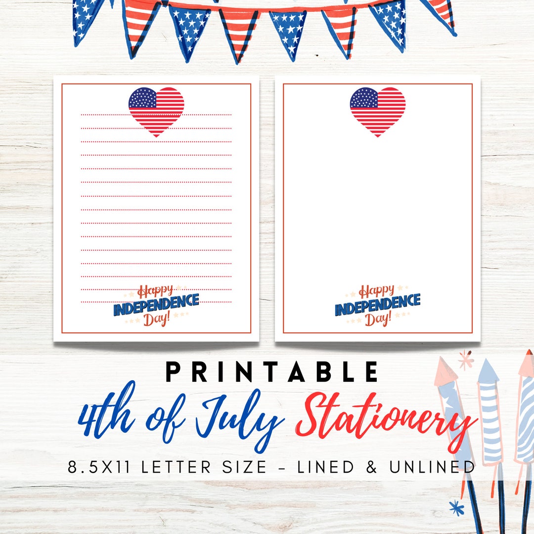 BEST VALUE 4th of July Printable Stationery instant Download Writing ...