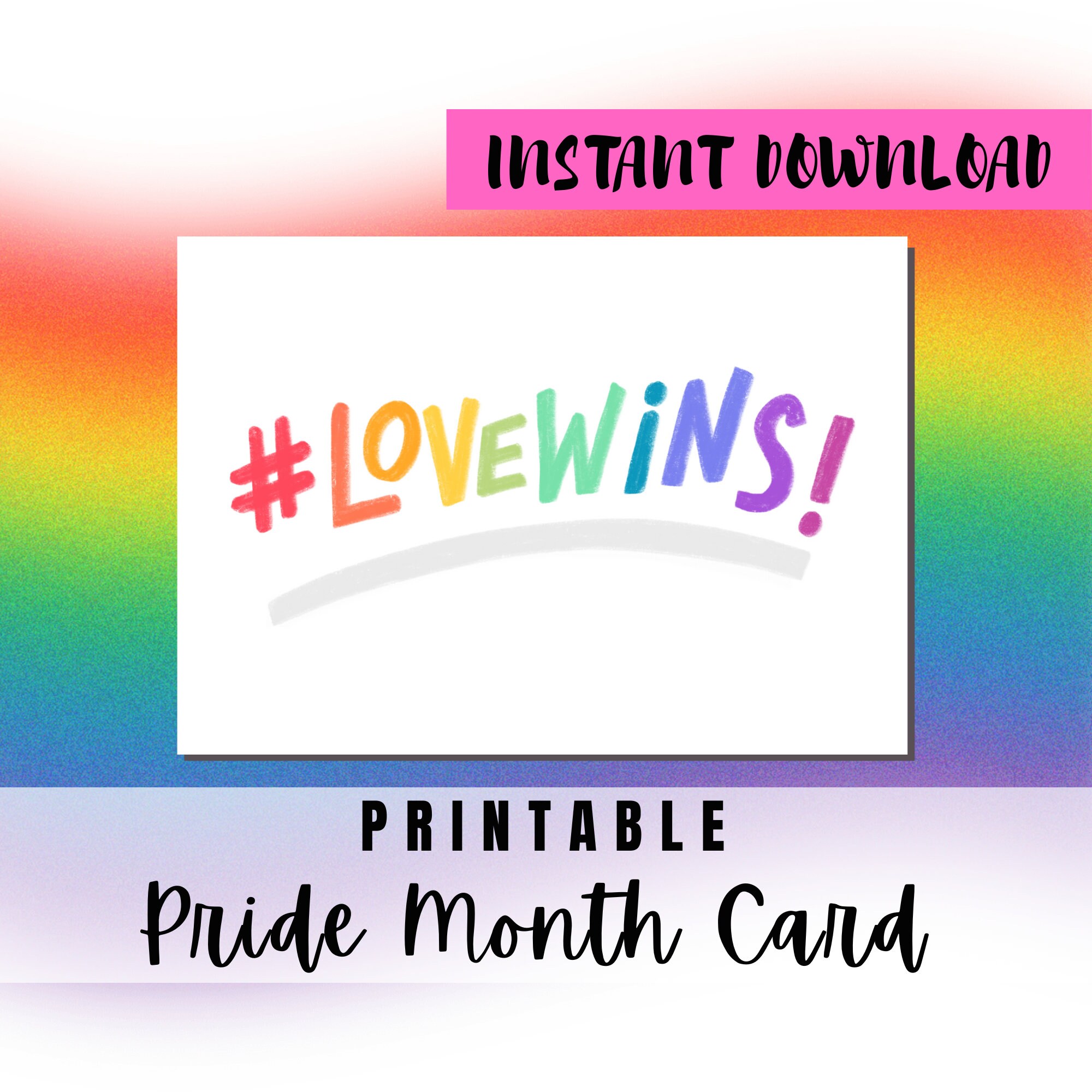BEST VALUE Happy Pride Month Greeting Card Printable Instant Download ...