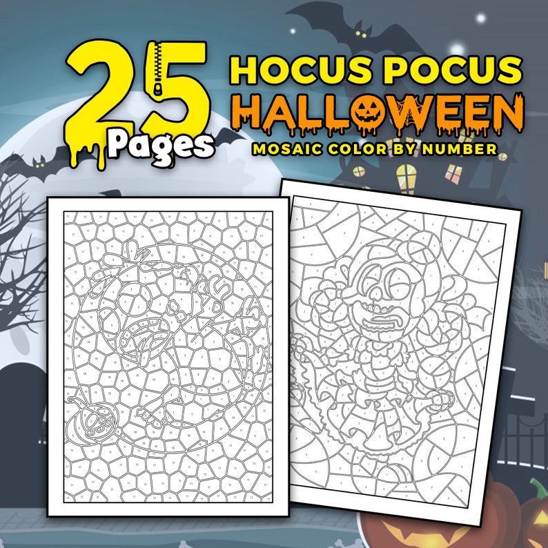 BEST VALUE 25 Color by Number Pages Instant Download Hocus Pocus Time ...