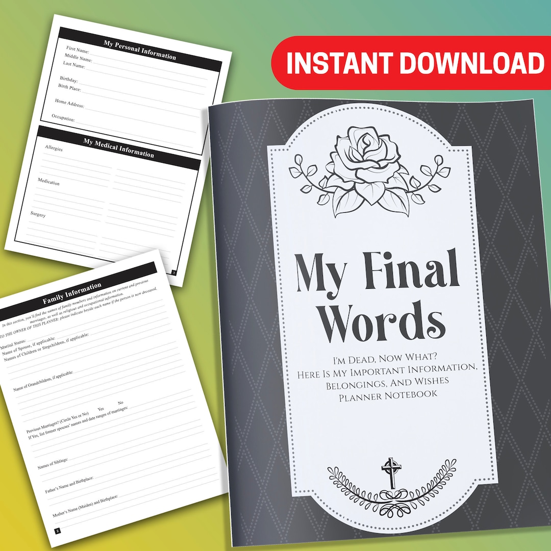 Best Value My Final Words Instant Download I M Dead Now What Here