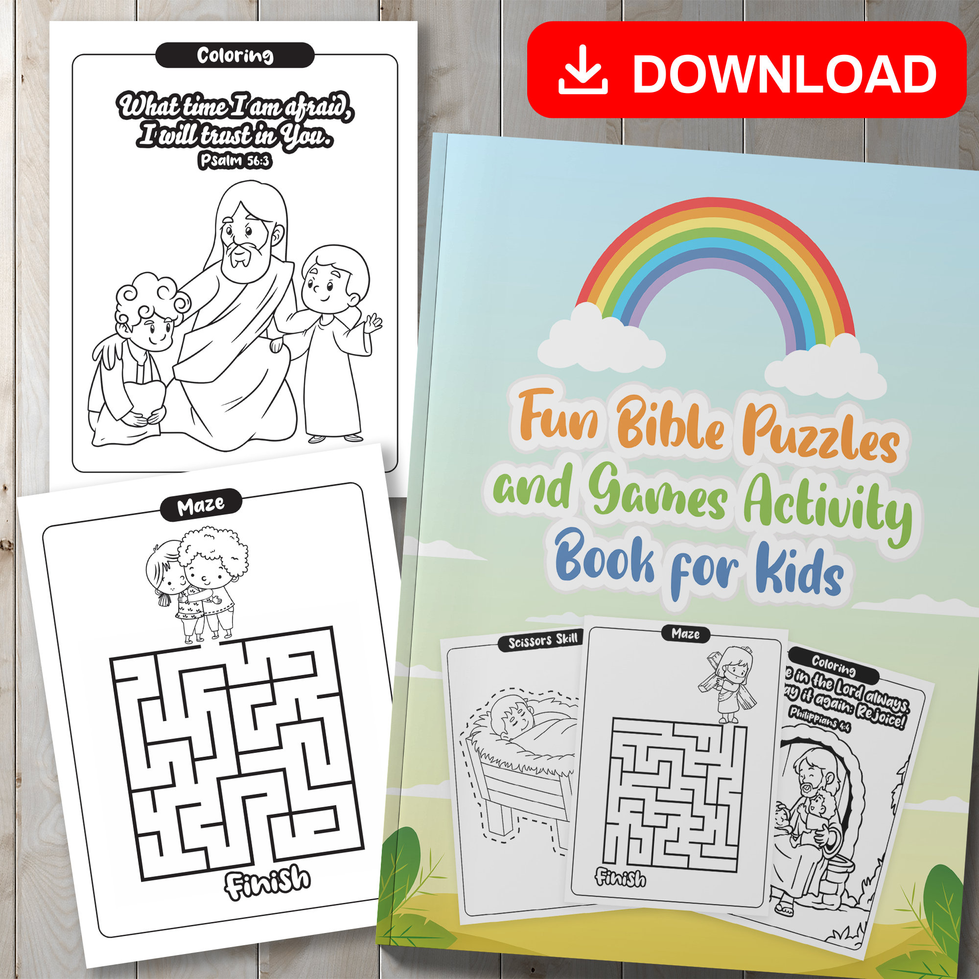 BEST VALUE Fun Bible Puzzles and Games Activity Book for Kids Instant ...