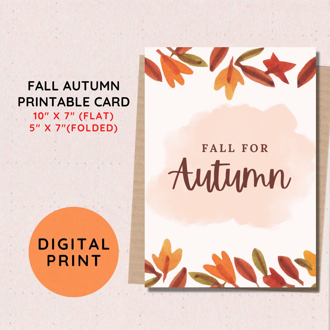 BEST VALUE! Printable Fall Autumn Card - Instant Download Autumn ...