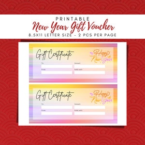 BEST VALUE Printable New Year Gift Certificate instant Download Gift ...
