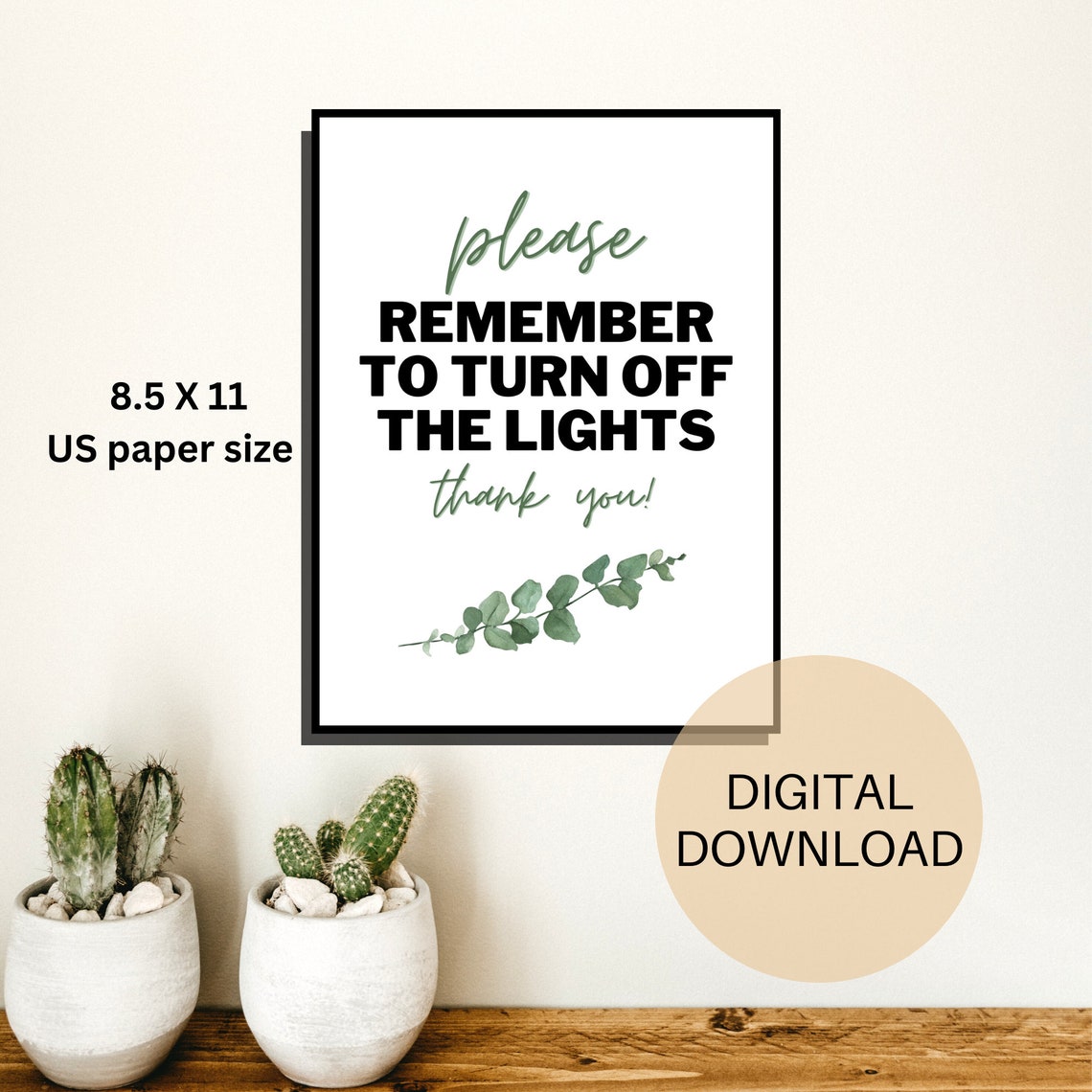 BEST VALUE Please Turn off Lights Sign Instant Download Turn off the ...