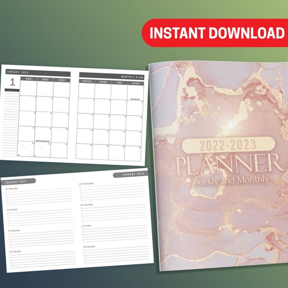 BEST VALUE 2022-2023 Planner Weekly and Monthly Instant | Etsy