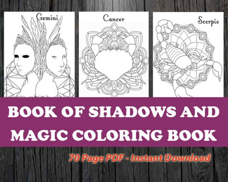 Book of Shadows Printable Magic Coloring Pages for Adults Zodiac ...