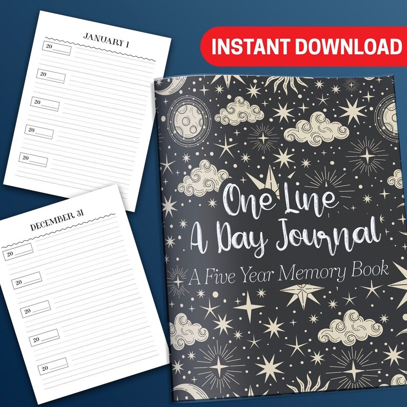 BEST VALUE One Line A Day Journal Instant Download Five Year Memory ...