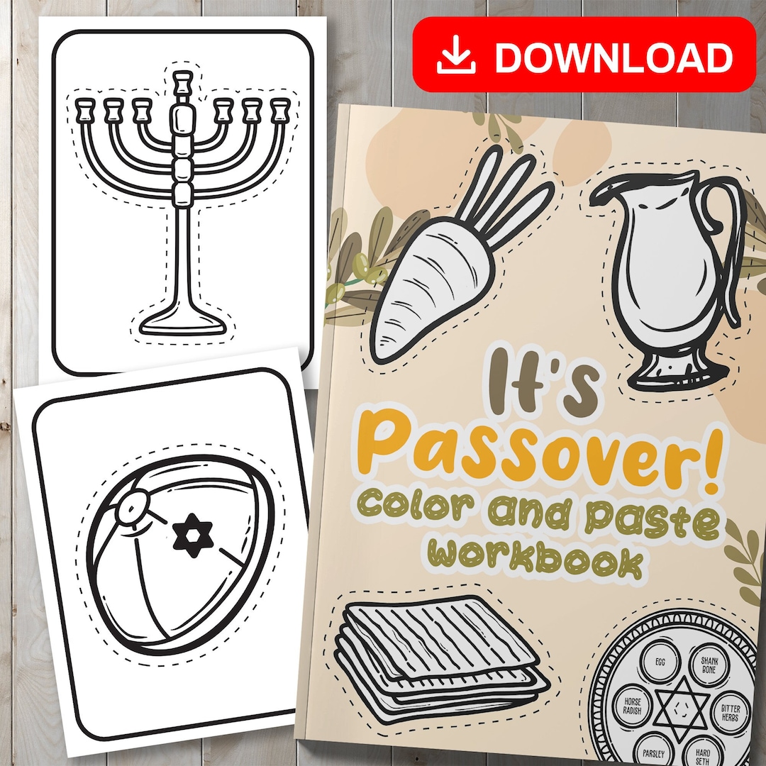 BEST VALUE It's Passover! Color and Paste Workbook - Instant Download ...
