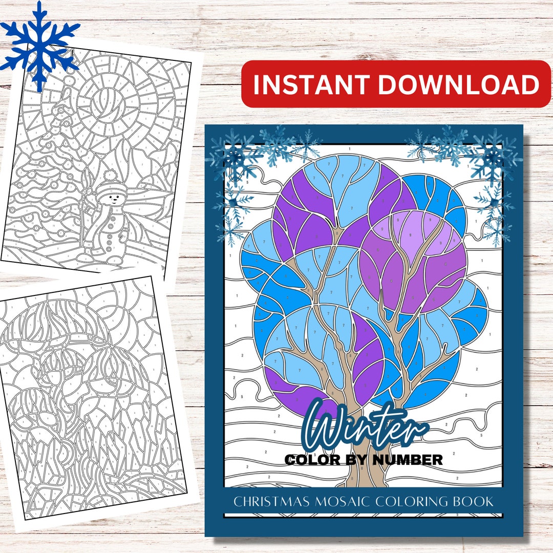 BEST VALUE Winter Color by Number - Instant Download Christmas Mosaic ...