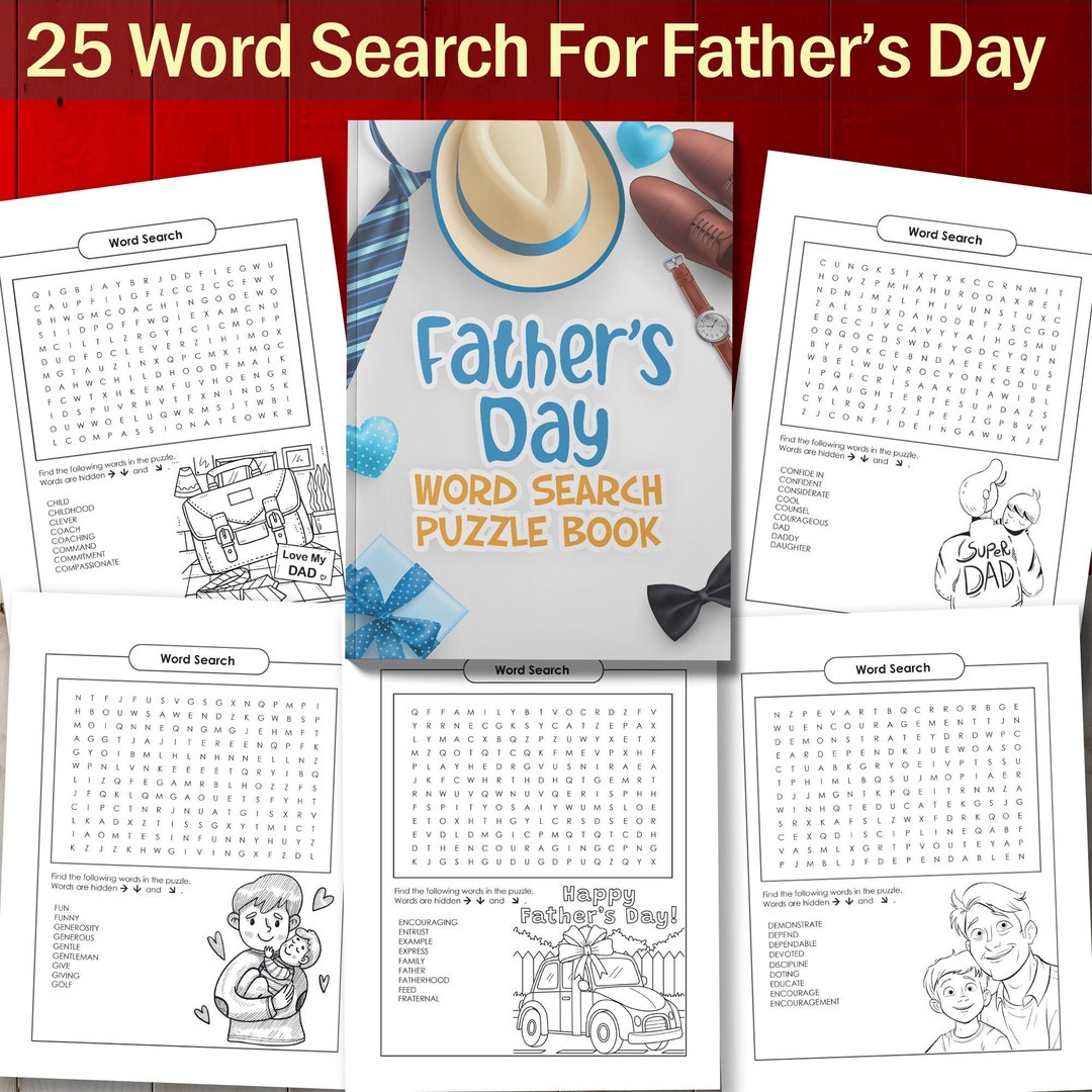 BEST VALUE Father’s Day Word Search Puzzle Book - Instant Download ...