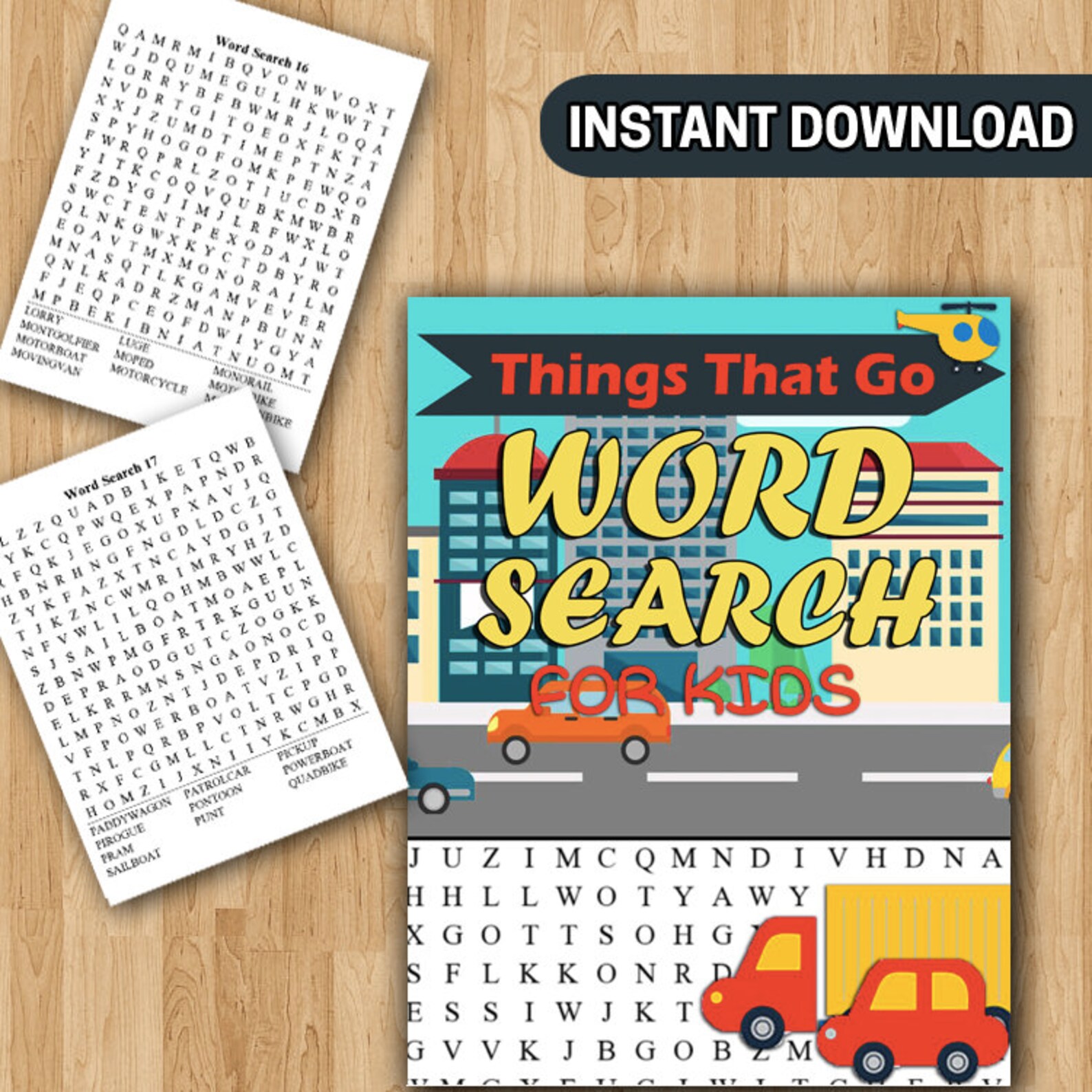 Things That Go Word Search for Kids: Word Search Puzzle Book - Etsy
