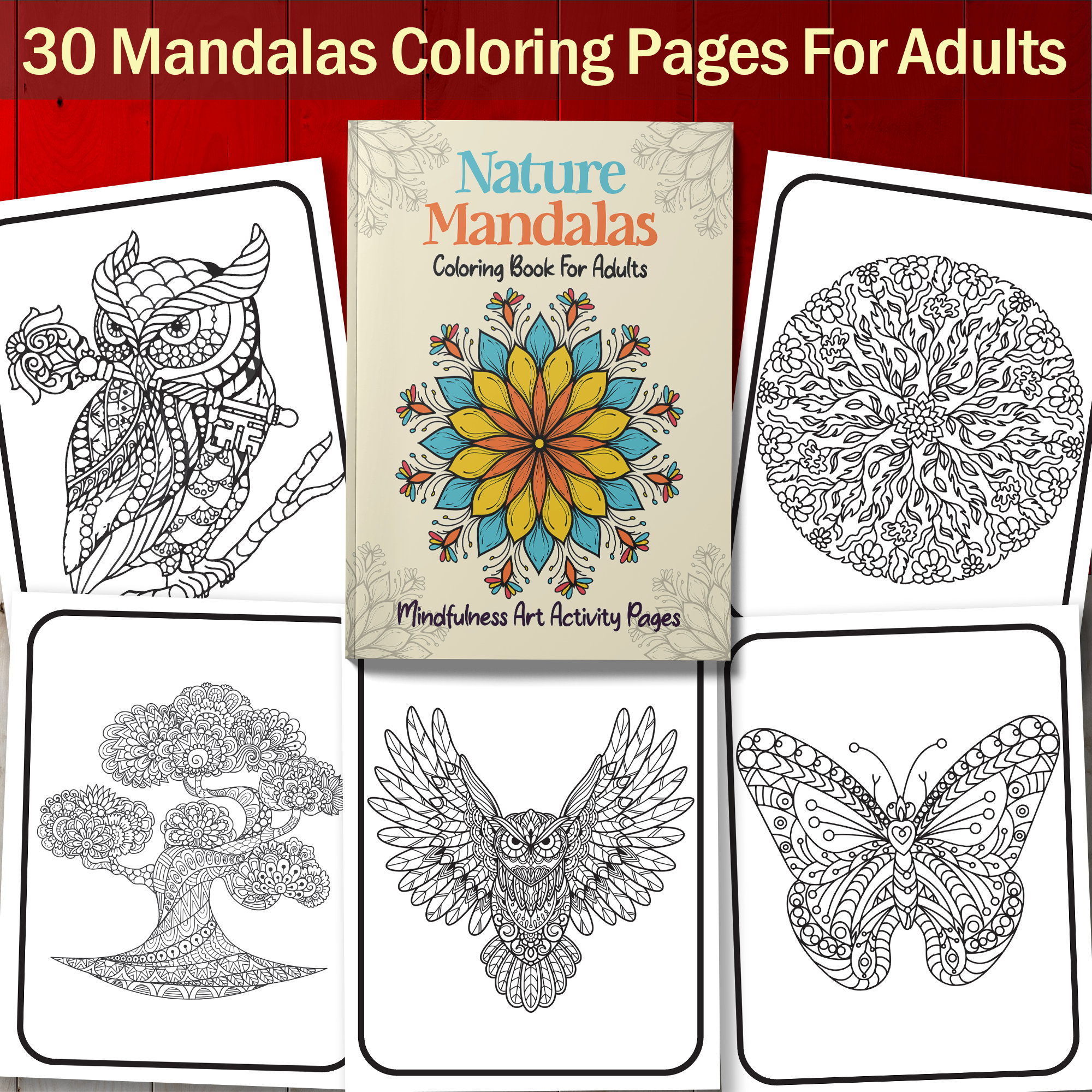 BEST VALUE Nature Mandalas Coloring Book for Adults Instant Download ...