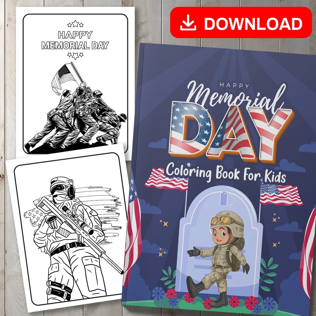 BEST VALUE! Happy Memorial Day Coloring Book for Kids - Instant ...