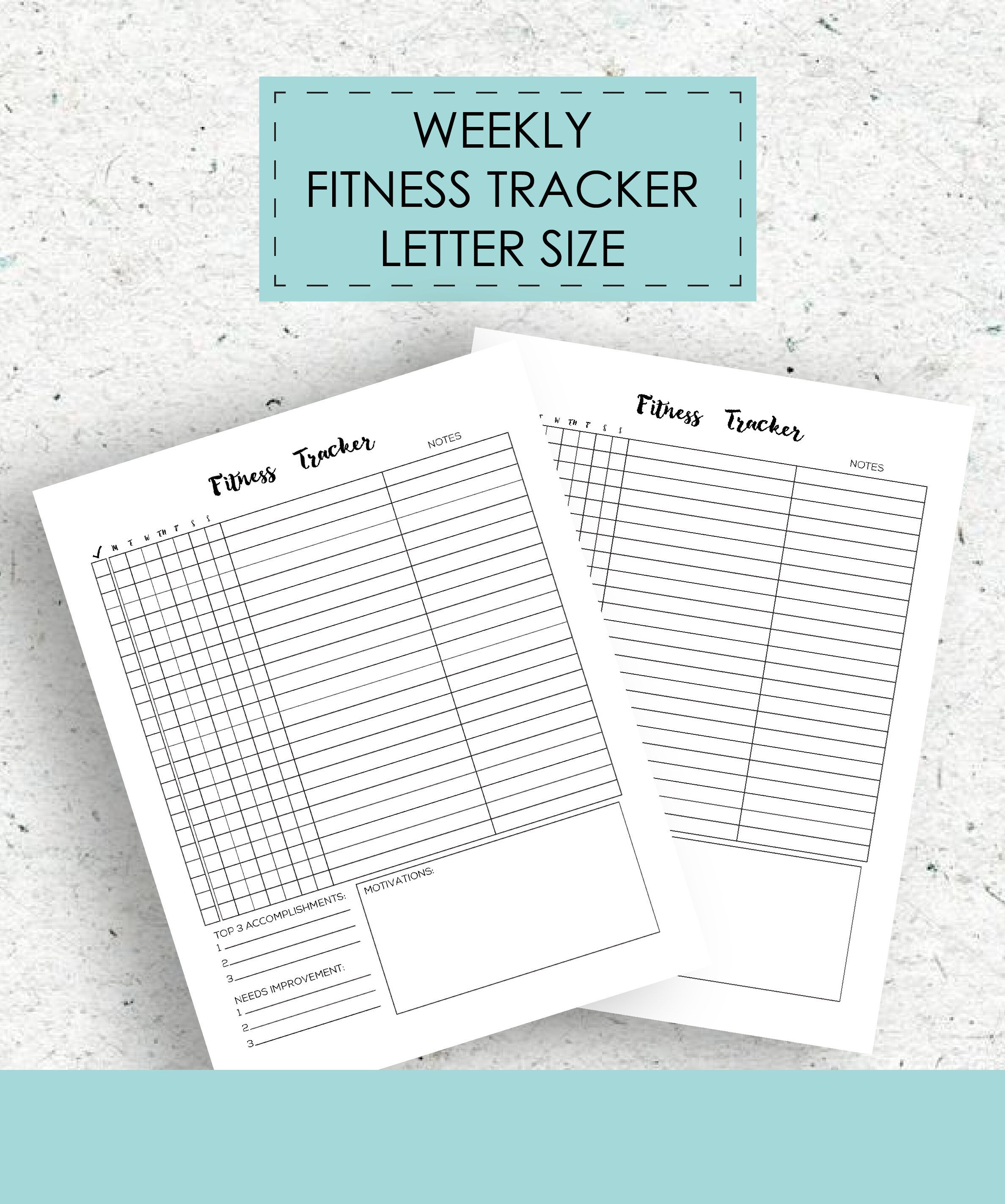 Weekly Fitness Tracker Workout Tracker, Nutrition Tracker, Health ...