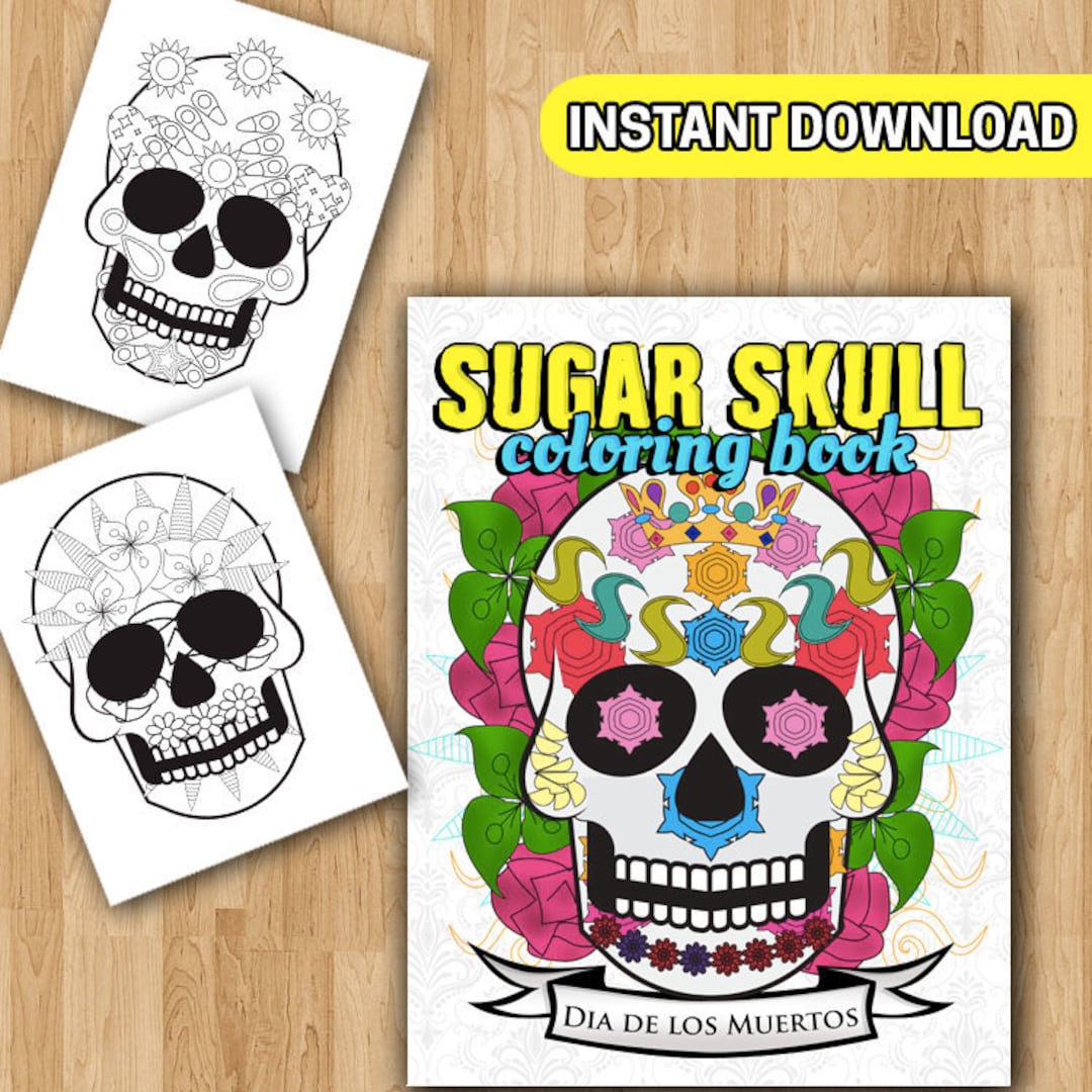 Dia De Los Muertos Coloring Book Sugar Skull Coloring Day of the Dead ...