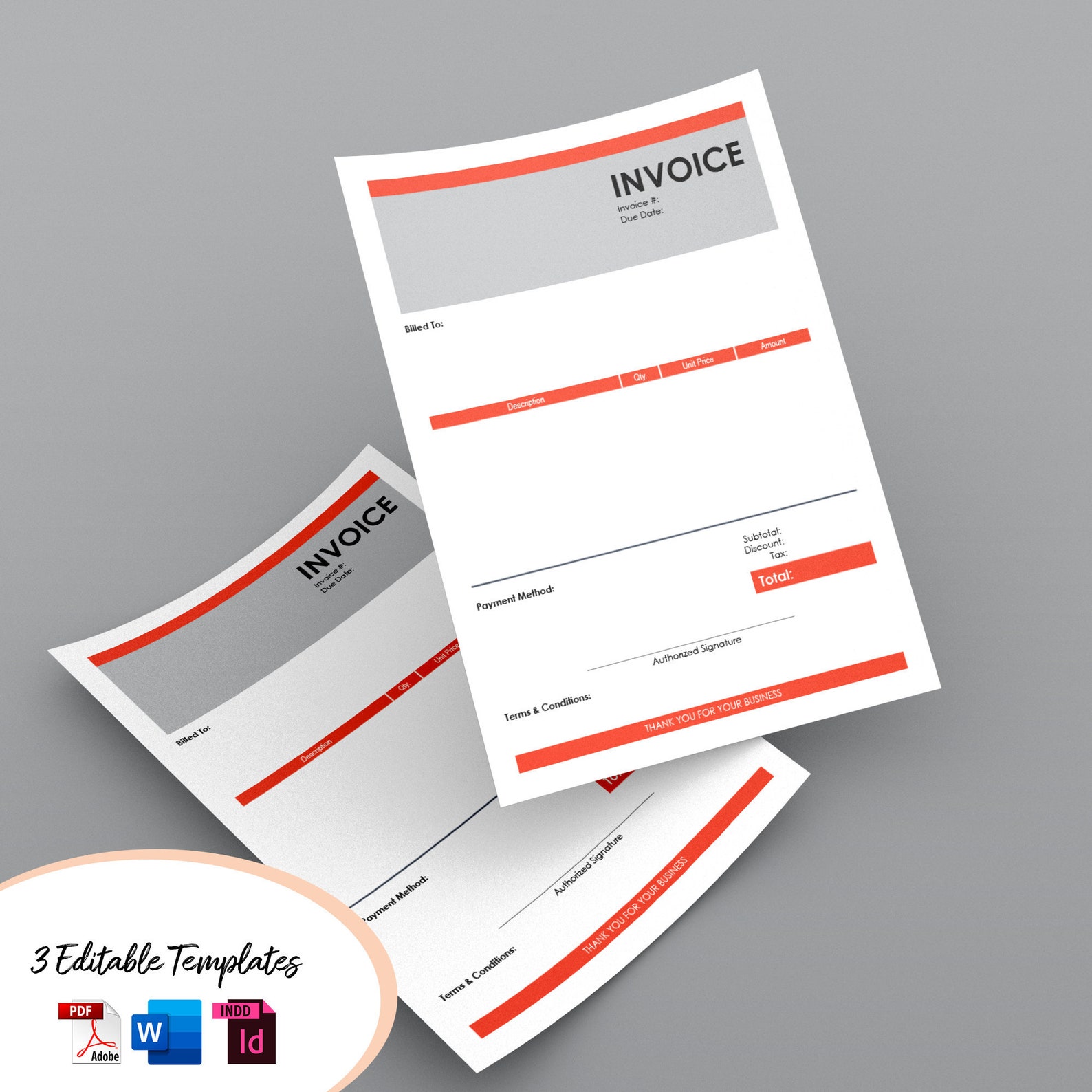 Professional Invoice Form - Instant Download Editable Billing Form ...