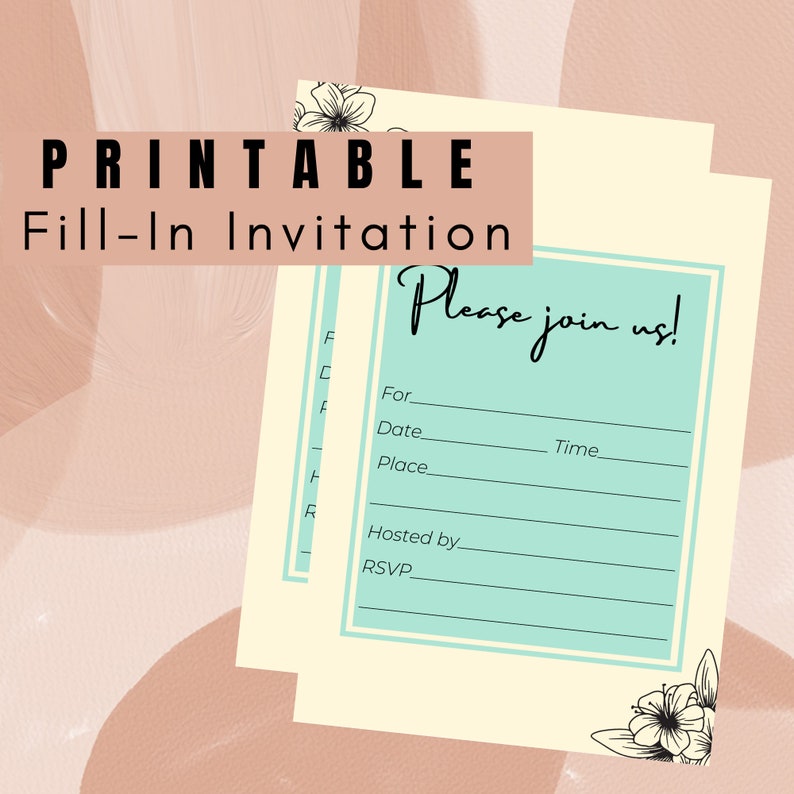 Printable Fill in Invitation, Please Join Us Invitation, Fill in Cards ...