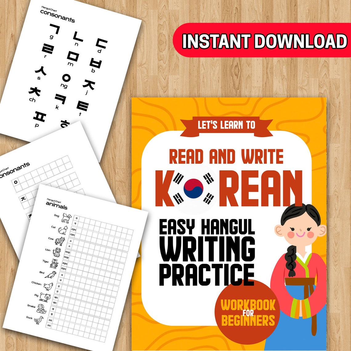 BEST VALUE 30 Korean Writing Practice Pages - Easy Hangul Reading and ...