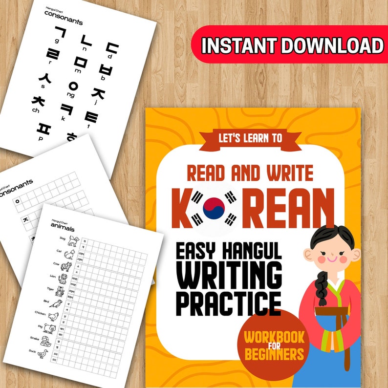 BEST VALUE 30 Korean Writing Practice Pages - Easy Hangul Reading and ...