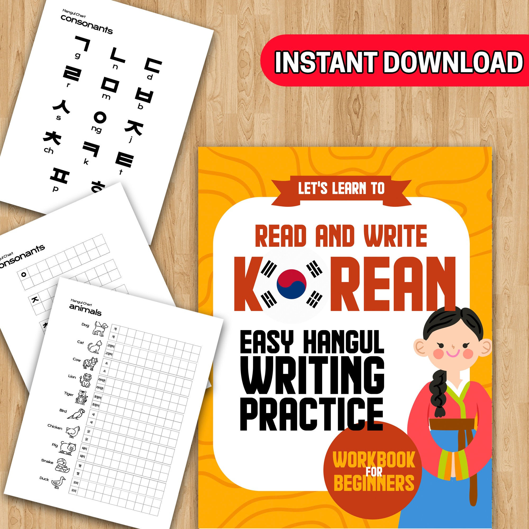 BEST VALUE 30 Korean Writing Practice Pages - Easy Hangul Reading and ...