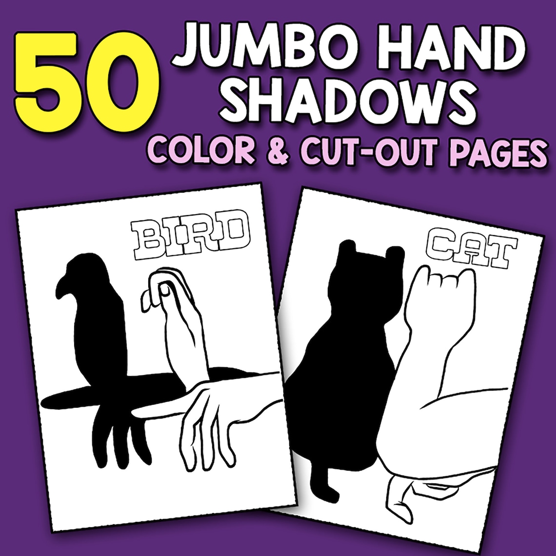 BEST VALUE 50 Shadow Puppets Hand Shadow Activity Book Printable PDF ...
