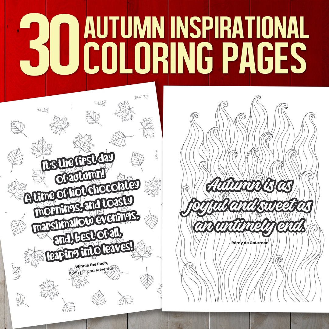 BEST VALUE! Fall Quote Coloring Book - Instant Download Relaxing Art ...