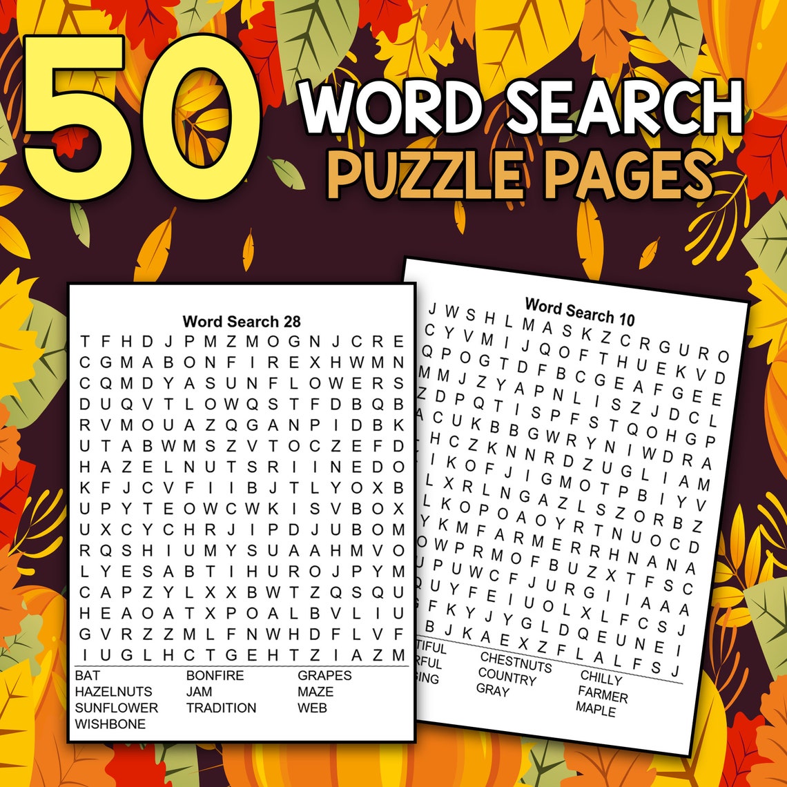 BEST VALUE 50 Word Search Puzzle Pages Instant Download Large Print ...