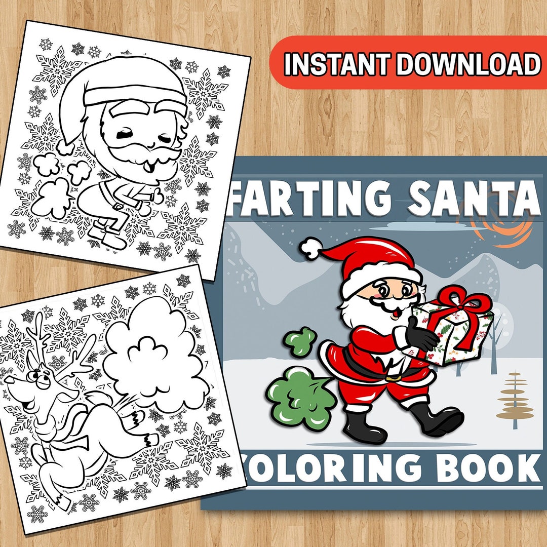 BEST VALUE Farting Santa Coloring Book - Instant Download Unique Funny ...