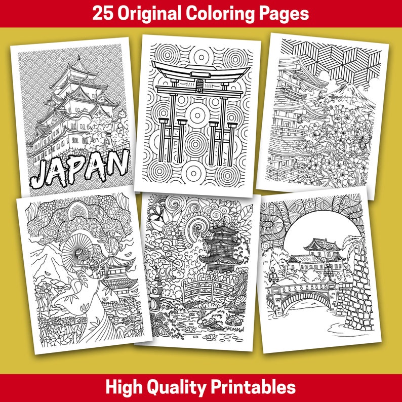 BEST VALUE! Hello Japan Coloring Book - Instant Download Stress ...