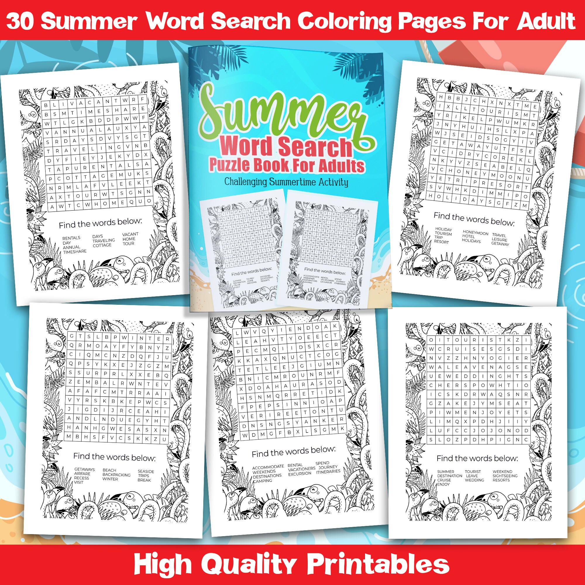 BEST VALUE Summer Word Search Puzzle Book for Adults Instant Download ...