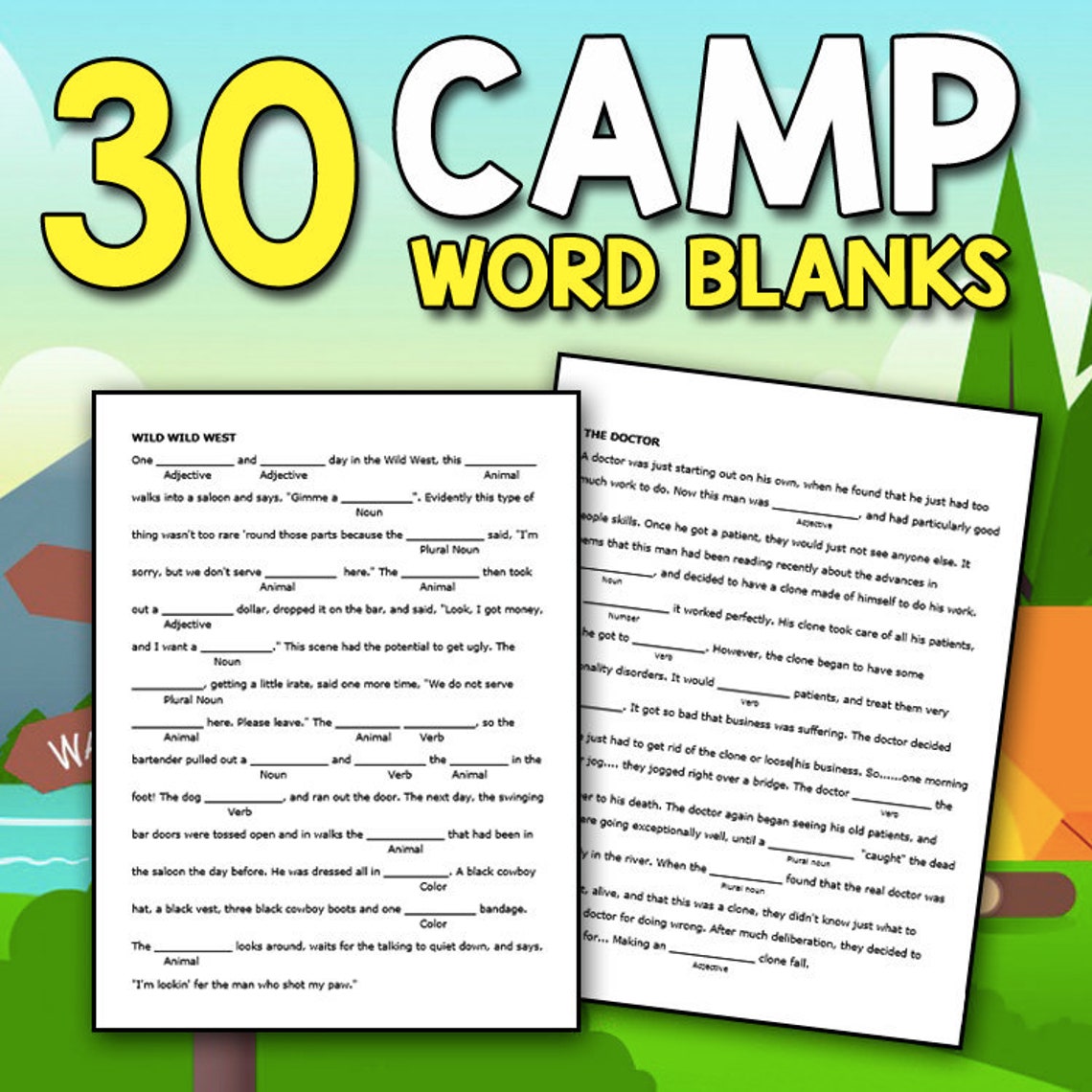 BEST VALUE 30 Camp Word Blanks: A Silly Activity Book With Funny Words ...