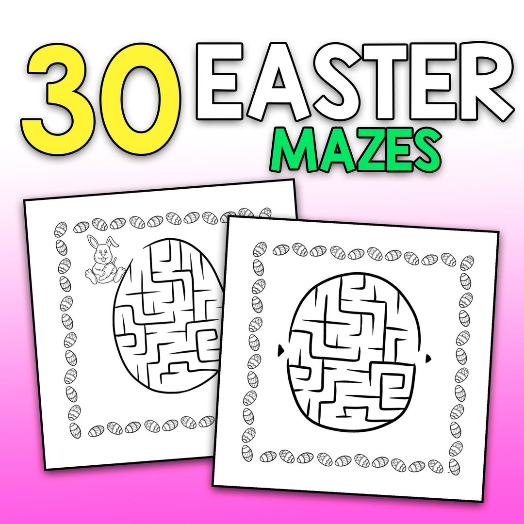 BEST VALUE 30 Maze Printable Easter Activity Sheets, Easter Basket ...