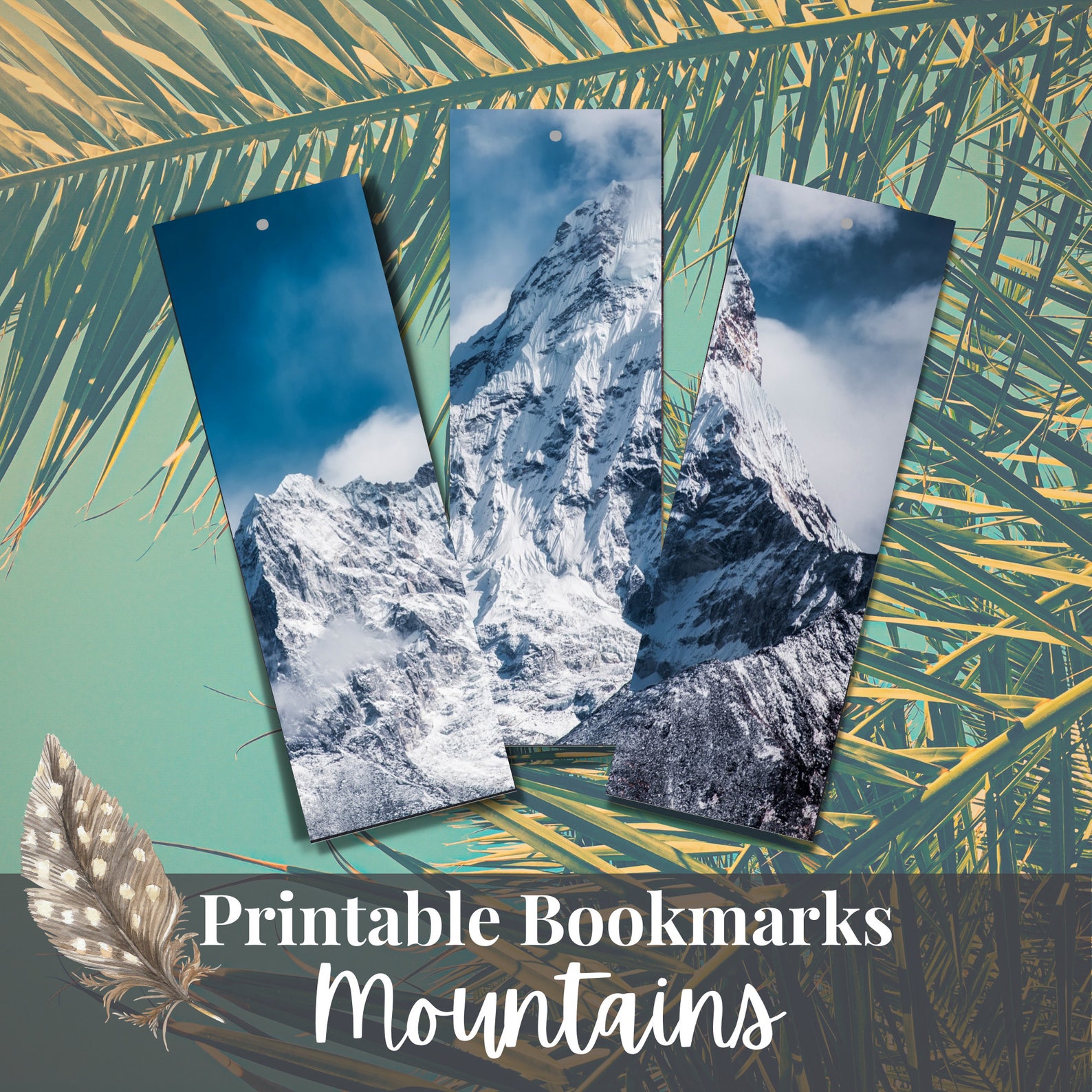 BEST VALUE Printable Bookmarks Set of 3, Mountain Bookmark Designs ...