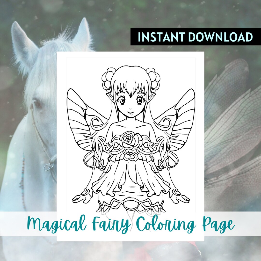 BEST VALUE! 1 Cute Kawaii Fairy Coloring Page - Instant Download Large ...