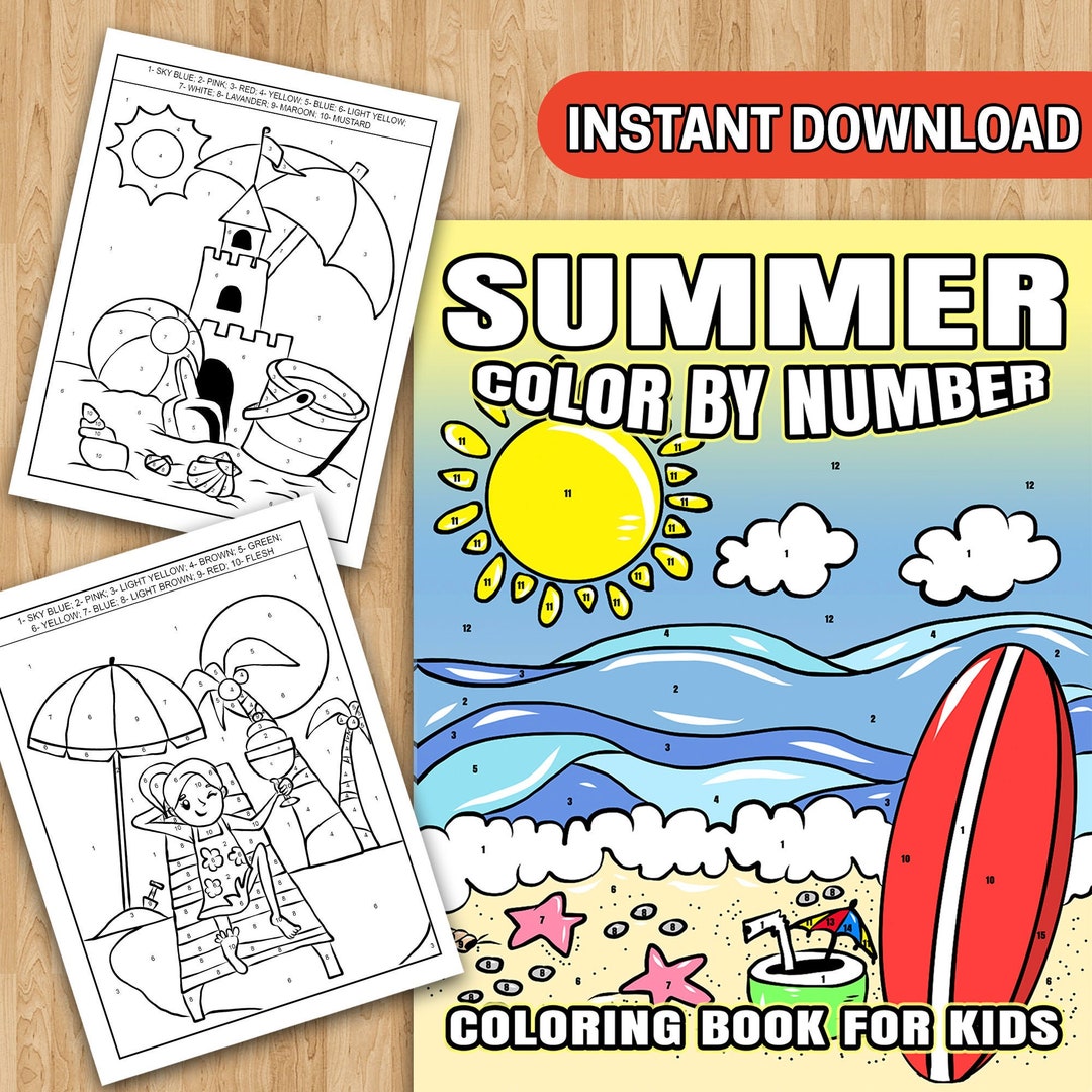 BEST VALUE 50 Summer Color by Number Coloring Book for Kids - Instant ...